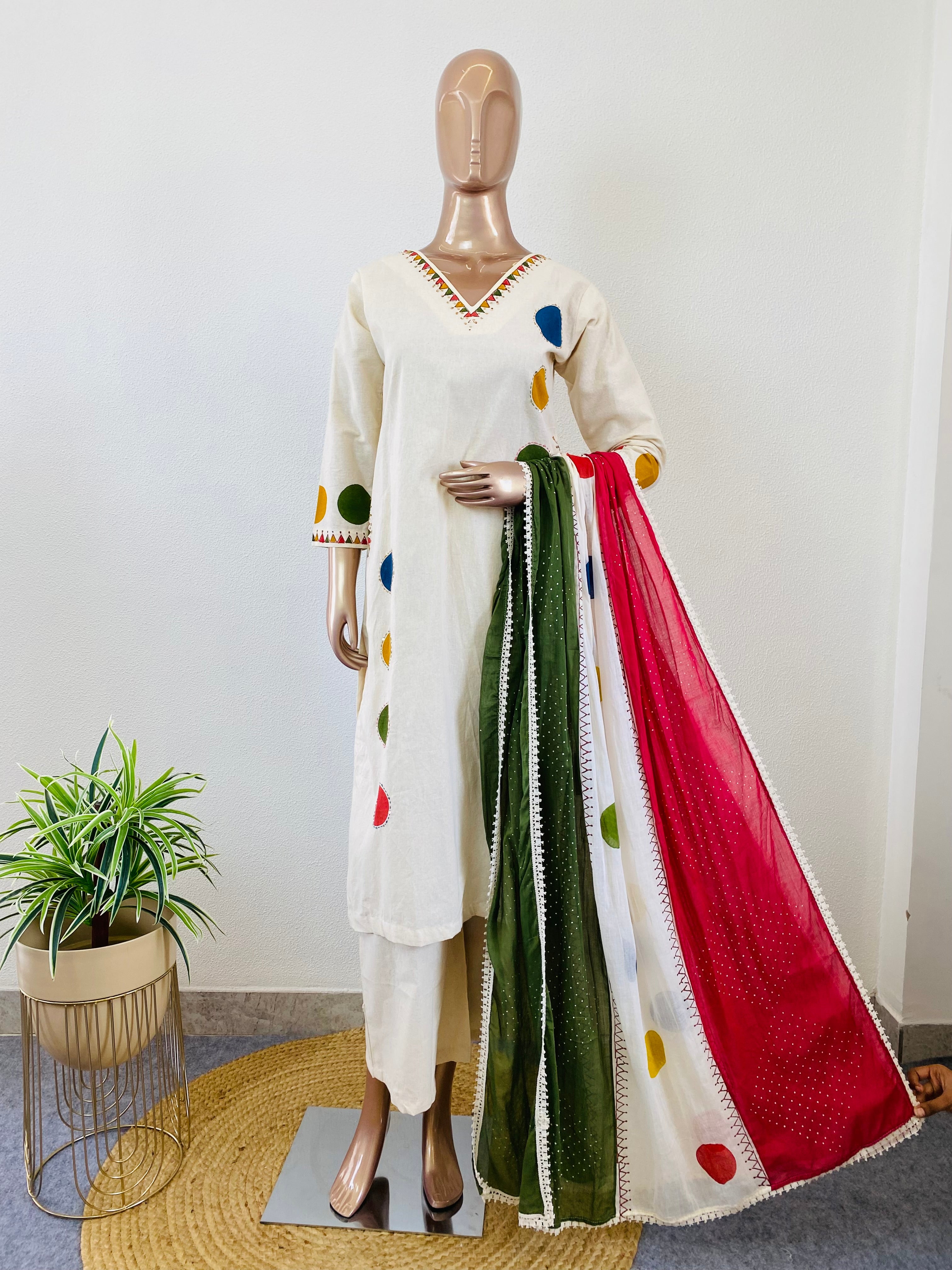 Cotton Flex Suit Set with Tricolor Dupatta – The Closet StoreY